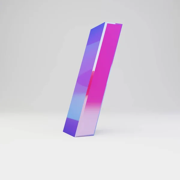 Holographic 3d dash symbol. Glossy font with multicolor reflections and ...