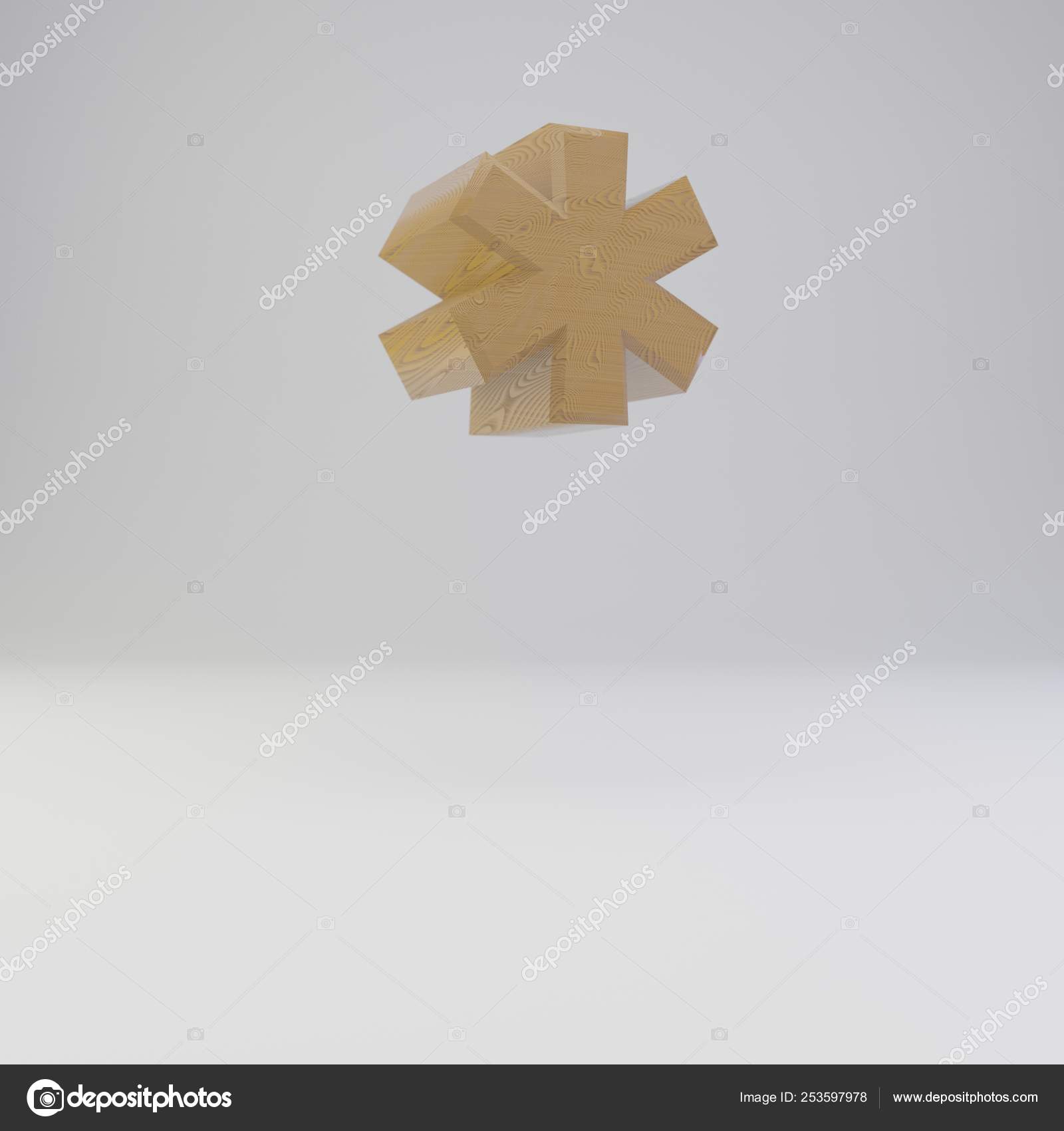 3D footnote symbol. Wooden font isolated on white background. Stock ...