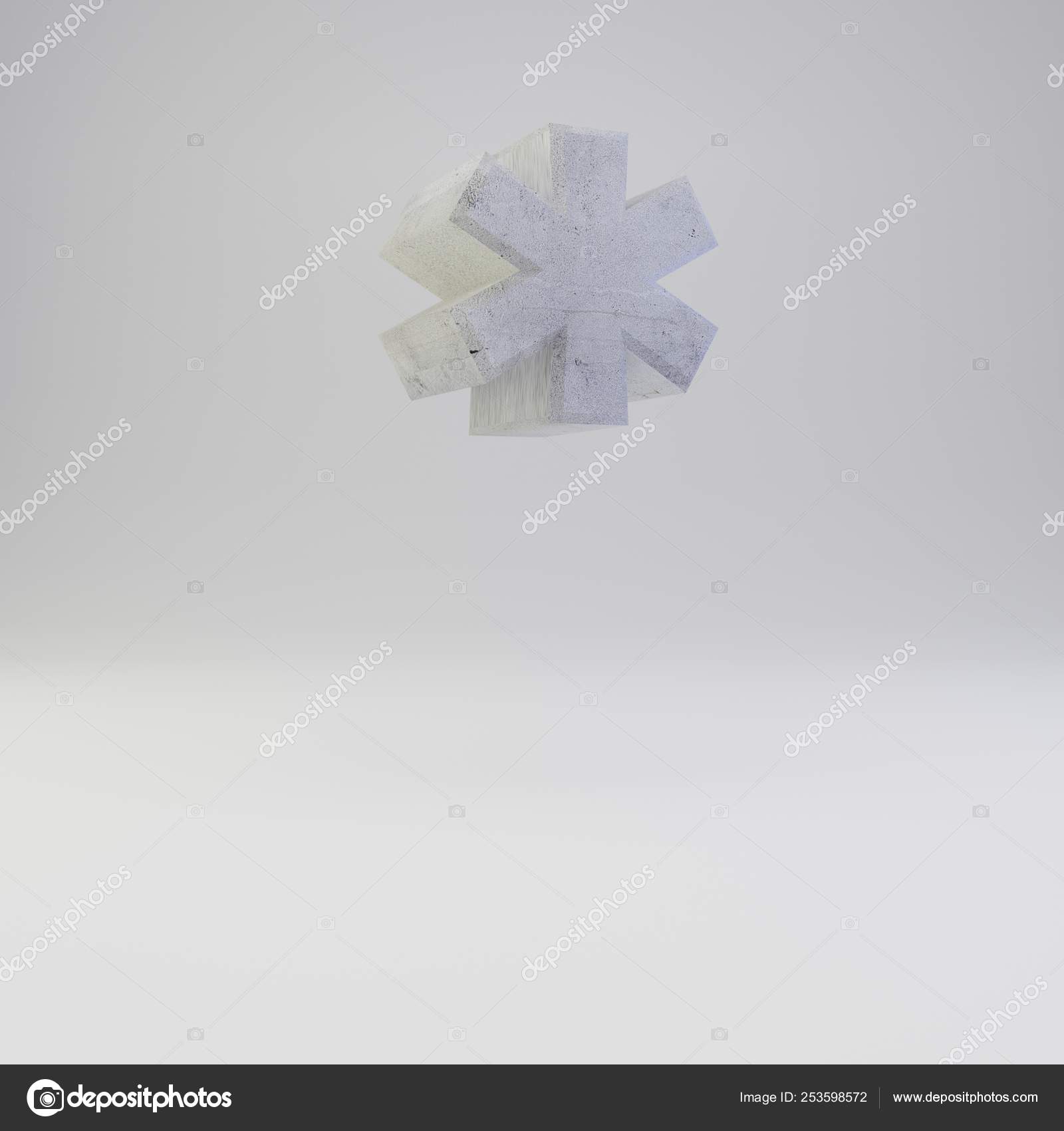 Concrete footnote symbol with plaster texture isolated on white ...
