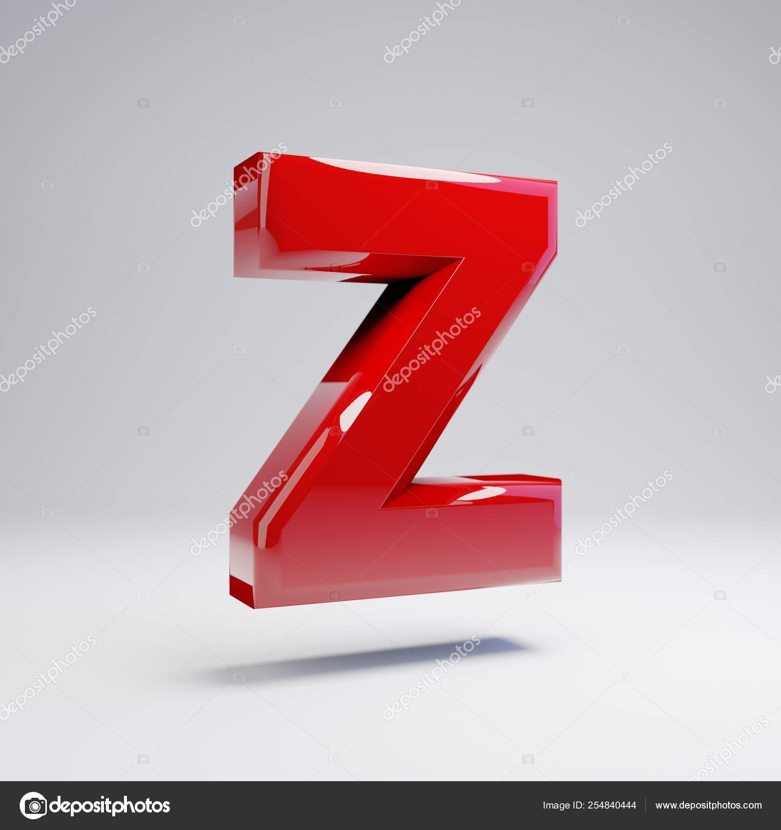 Volumetric Glossy Red Uppercase Letter Isolated White Background ...