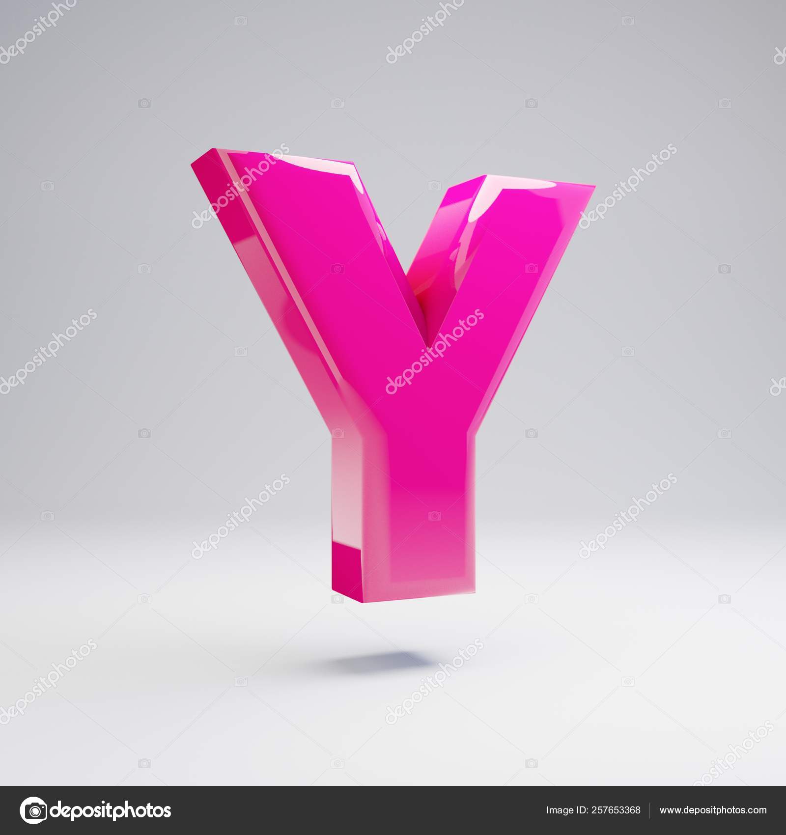 Volumetric Glossy Pink Uppercase Letter Isolated White Background ...