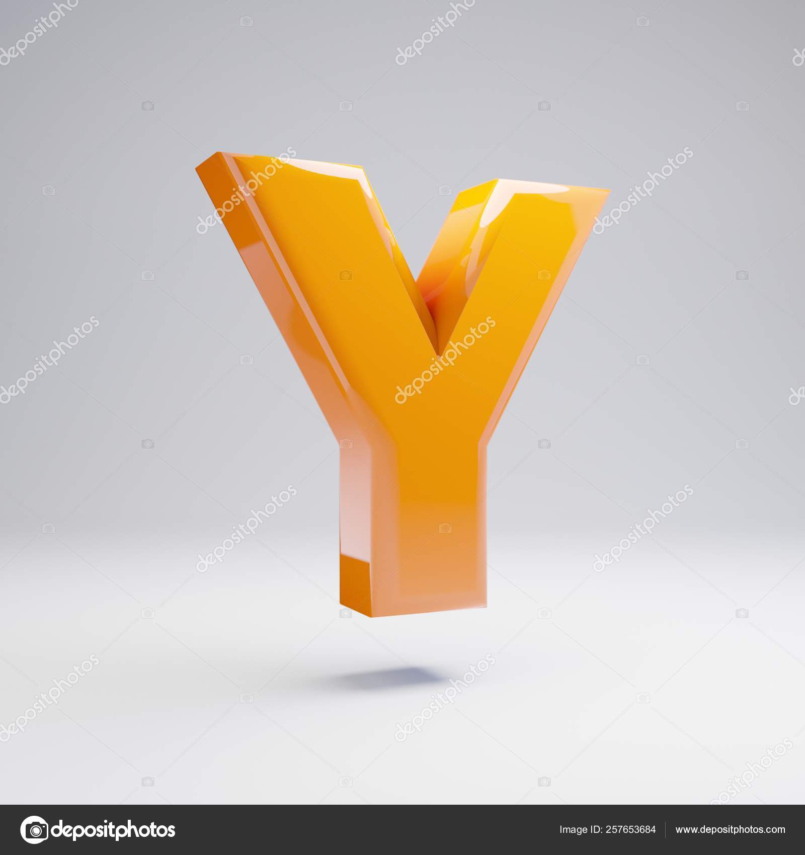 Volumetric Glossy Hot Orange Uppercase Letter Isolated White Background ...