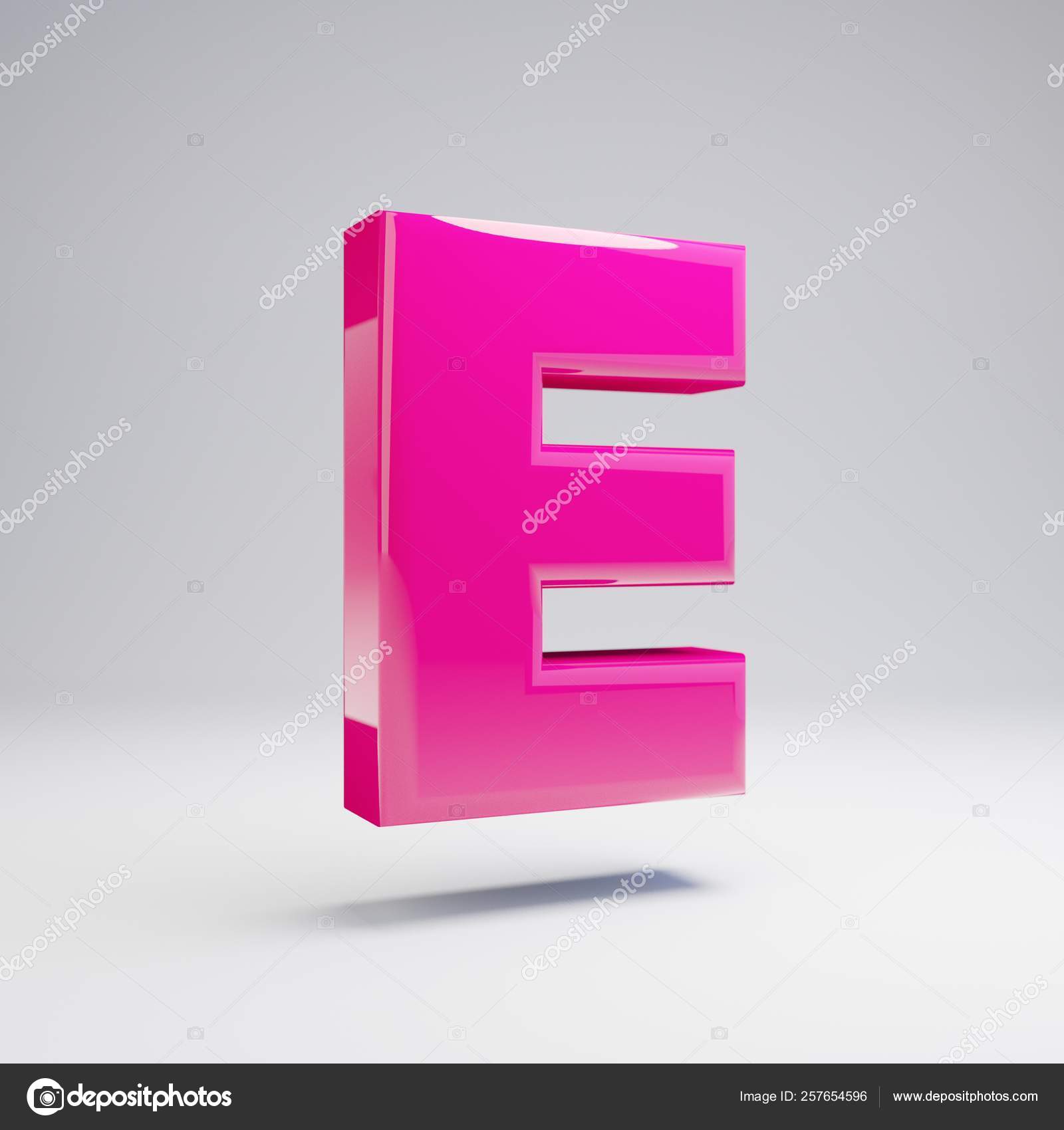 Volumetric Glossy Pink Uppercase Letter Isolated White Background ...