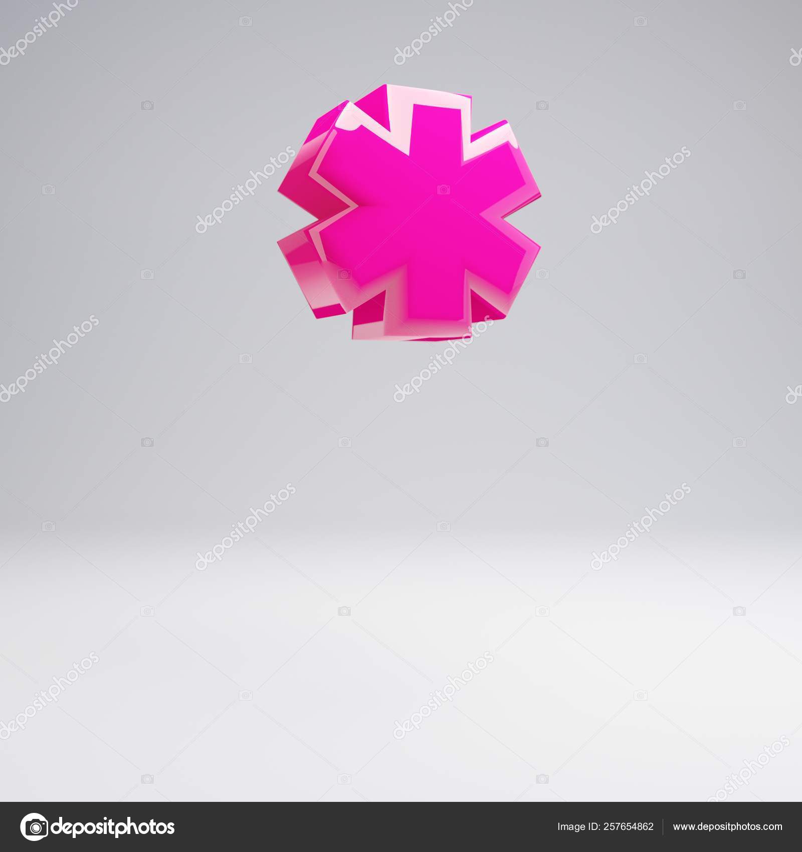 Volumetric Glossy Pink Footnote Symbol Isolated White Background ...
