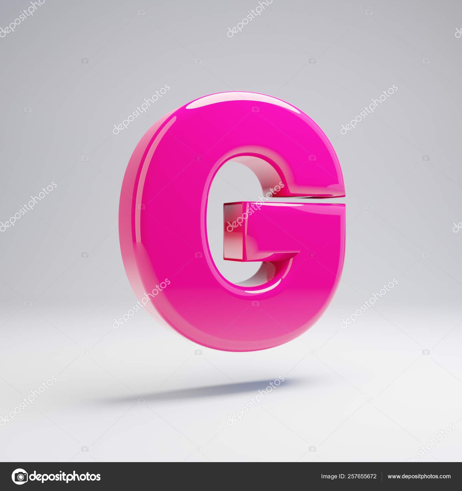 Volumetric Glossy Pink Uppercase Letter Isolated White Background ...
