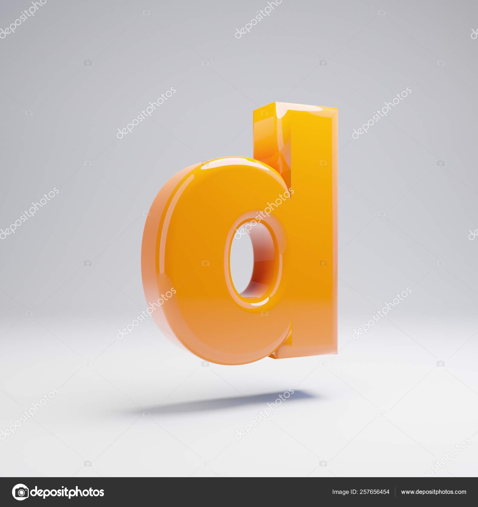 Volumetric Glossy Hot Orange Lowercase Letter Isolated White Background ...