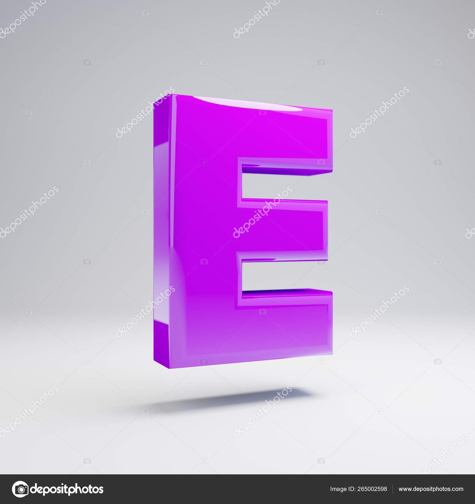 Volumetric Glossy Violet Uppercase Letter Isolated White Background ...