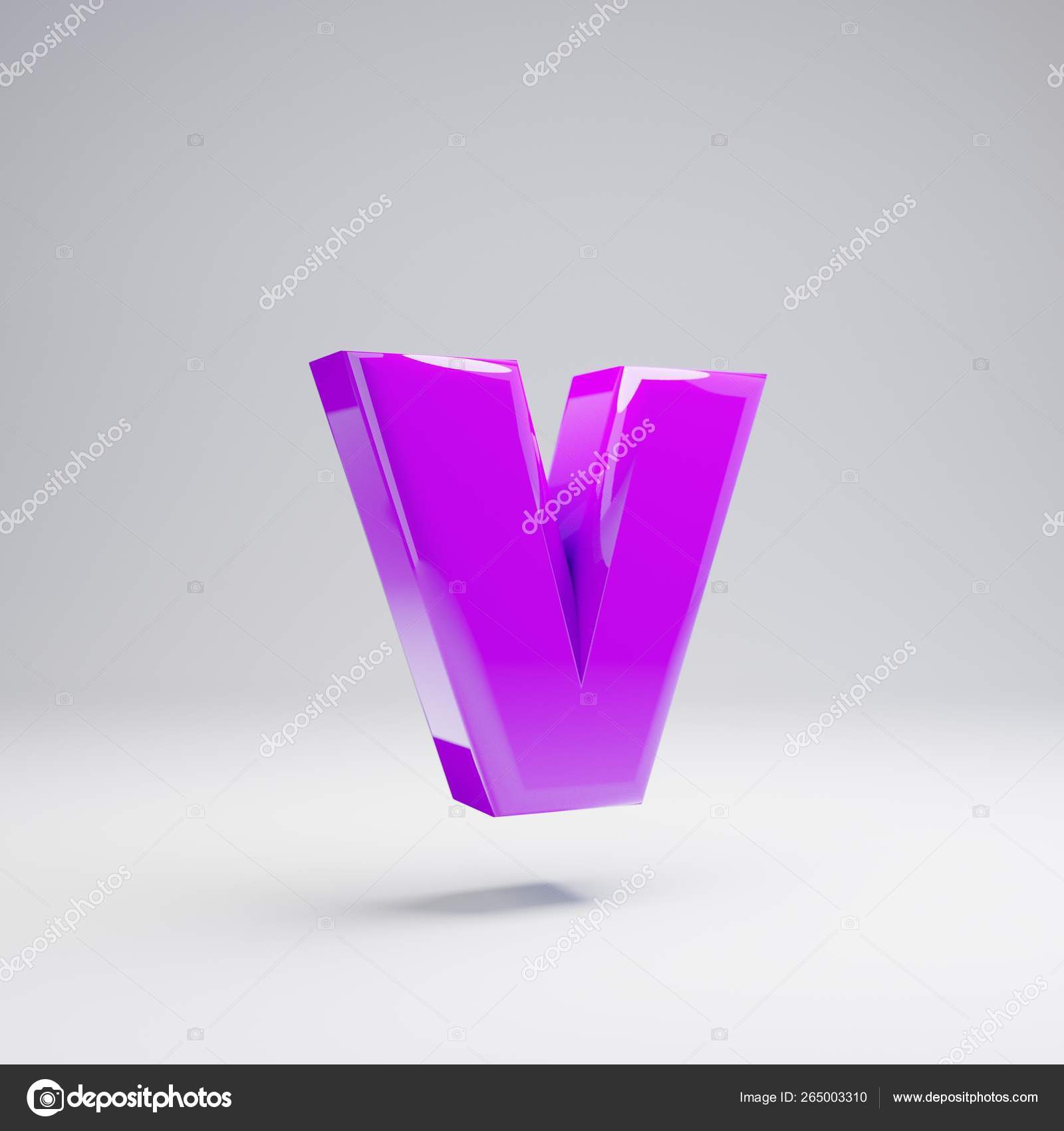 Volumetric Glossy Violet Lowercase Letter Isolated White Background ...
