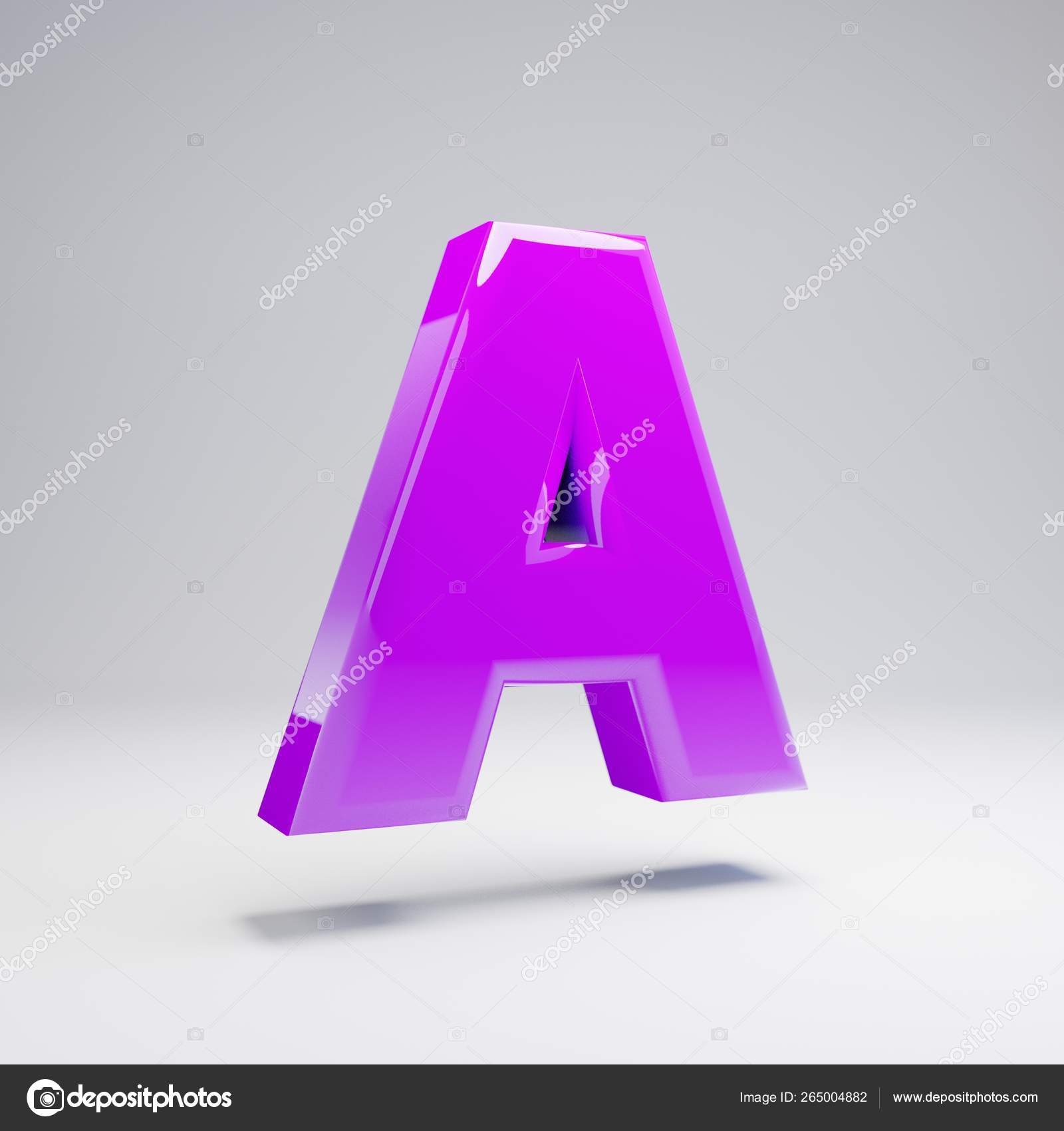 Volumétrico Brilhante Violeta Letra Maiúscula Isolado Fundo Branco ...