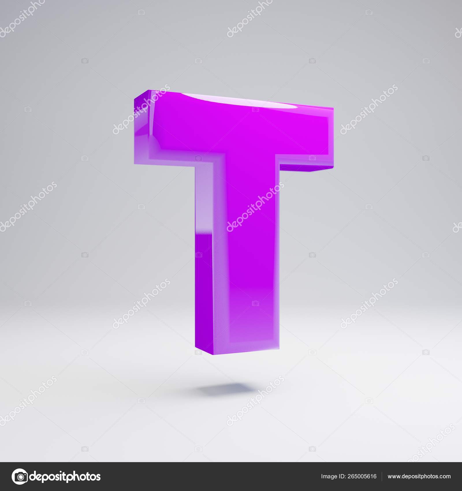 Letra Volumétrica Brillante Violeta Mayúscula Aislada Sobre Fondo ...