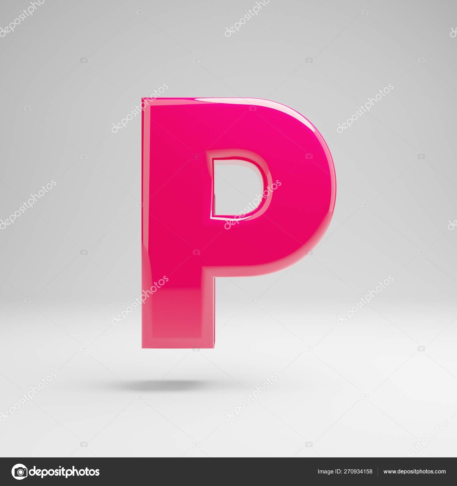 Glossy pink uppercase letter P isolated on white background. — Stock ...