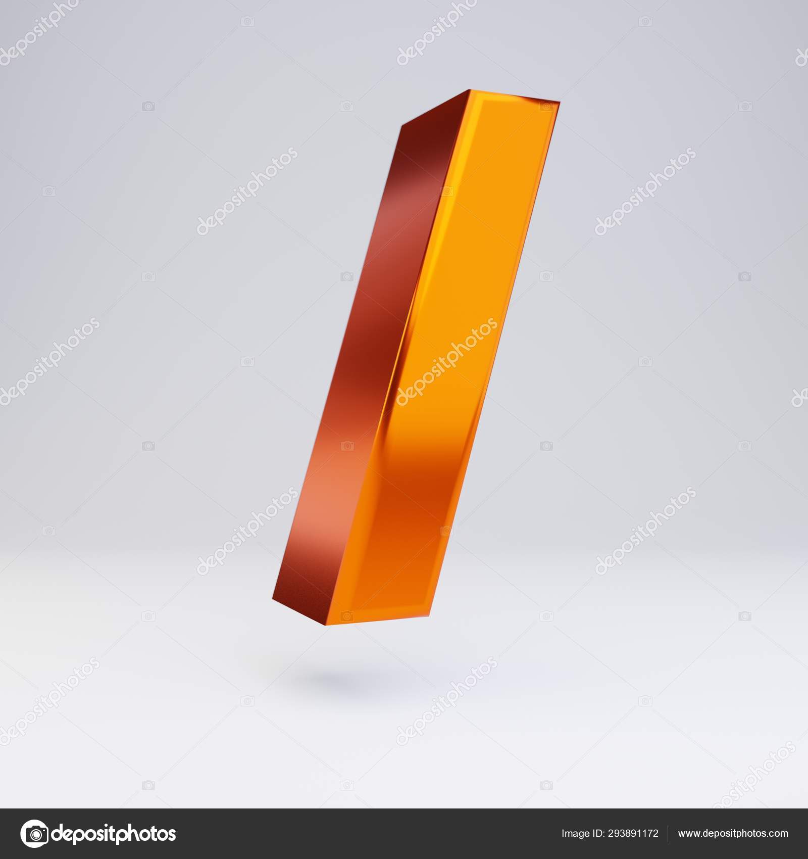 3d forward slash symbol. Hot orange metallic font with glossy ...