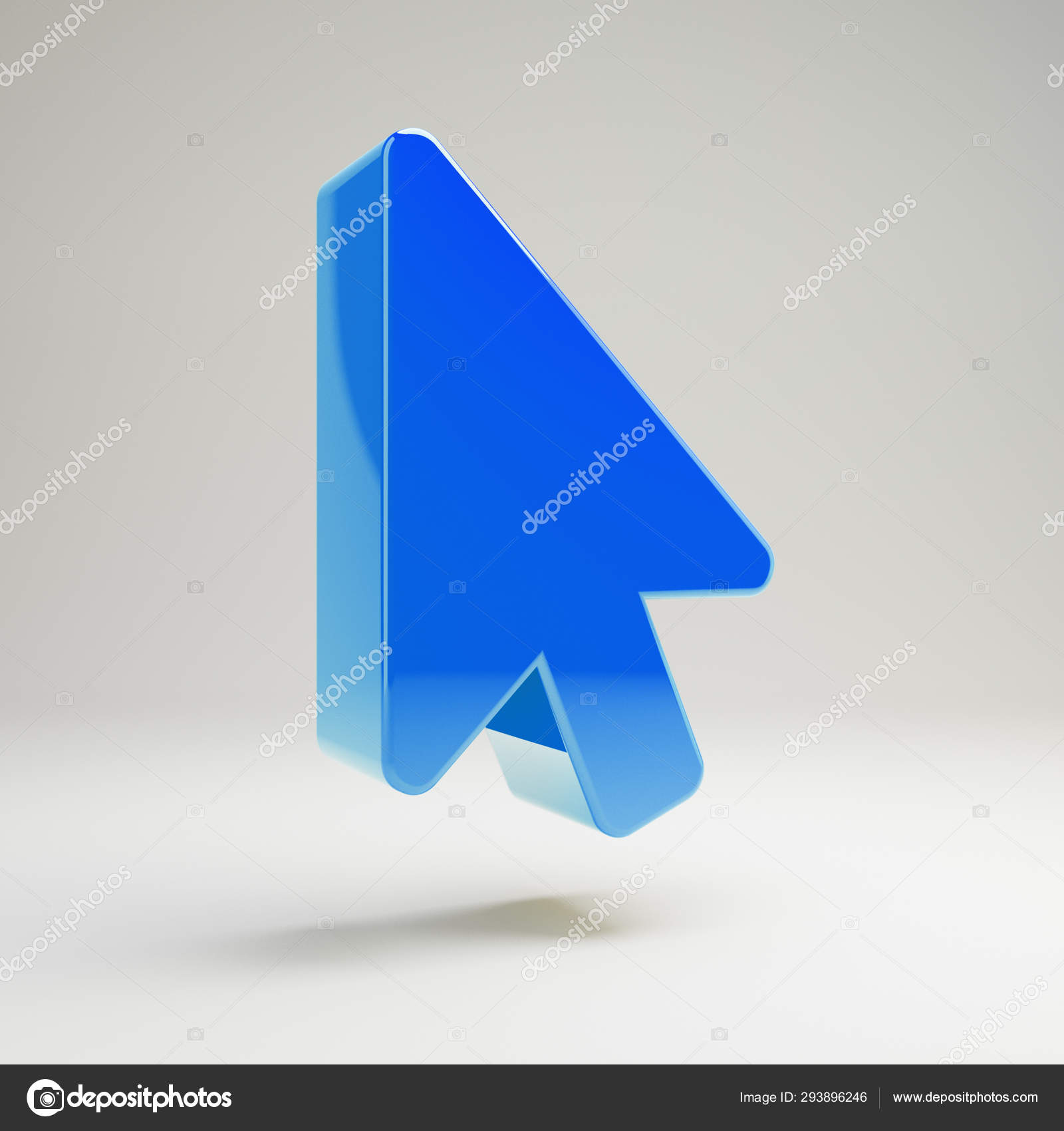Volumetric glossy blue Mouse Pointer icon isolated on white background ...