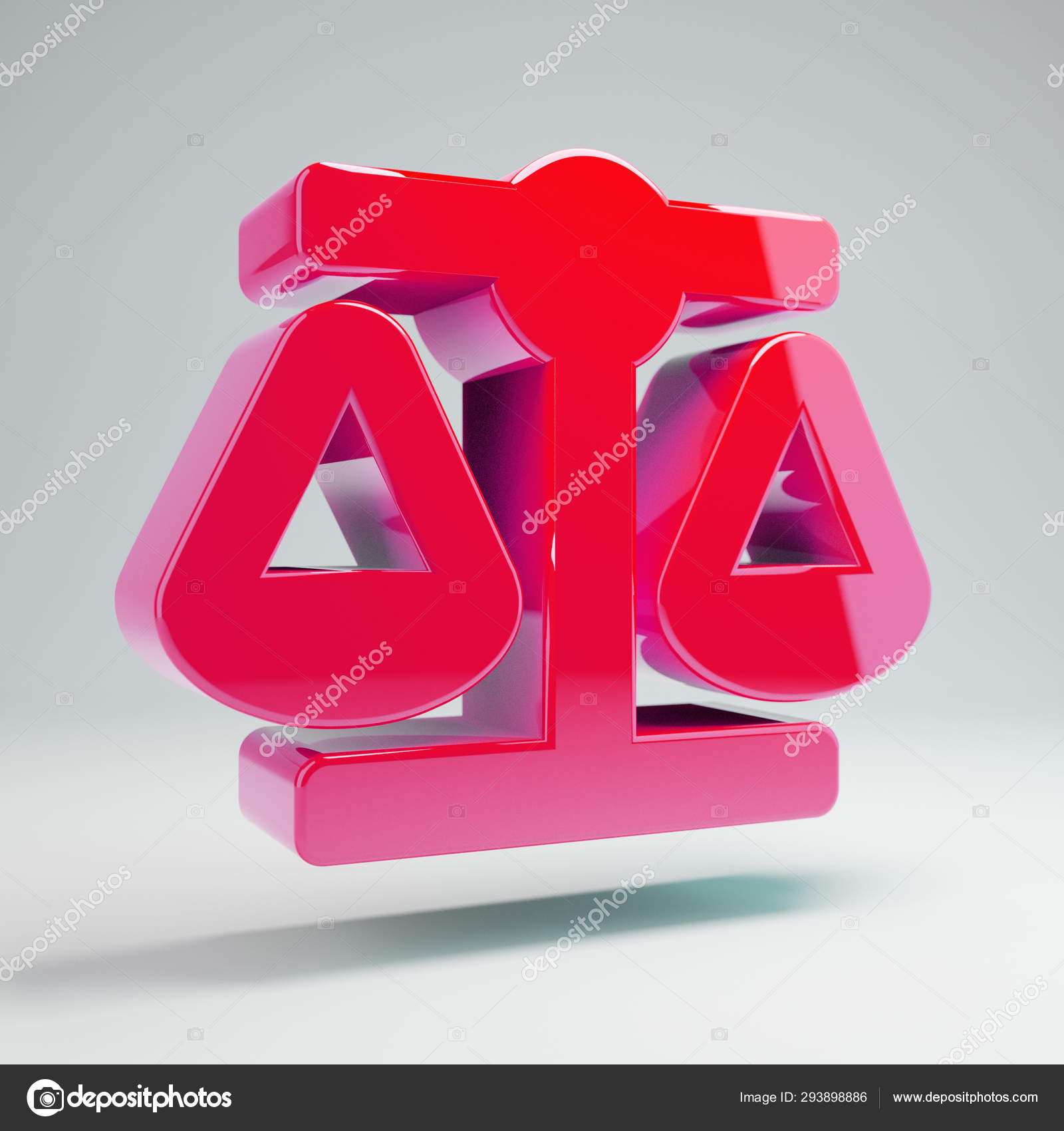 Volumetric glossy hot pink Balance Scale icon isolated on white ...