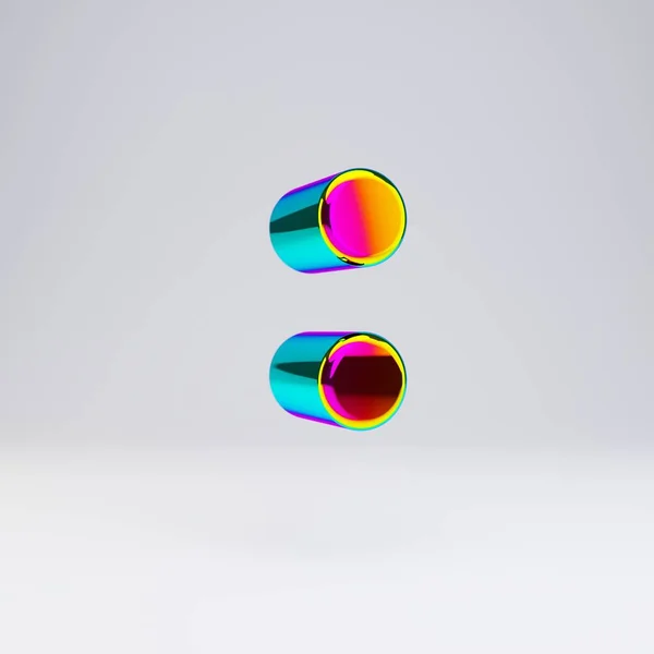 3d colon symbol. Rendered multicolor metal font with glossy reflections ...