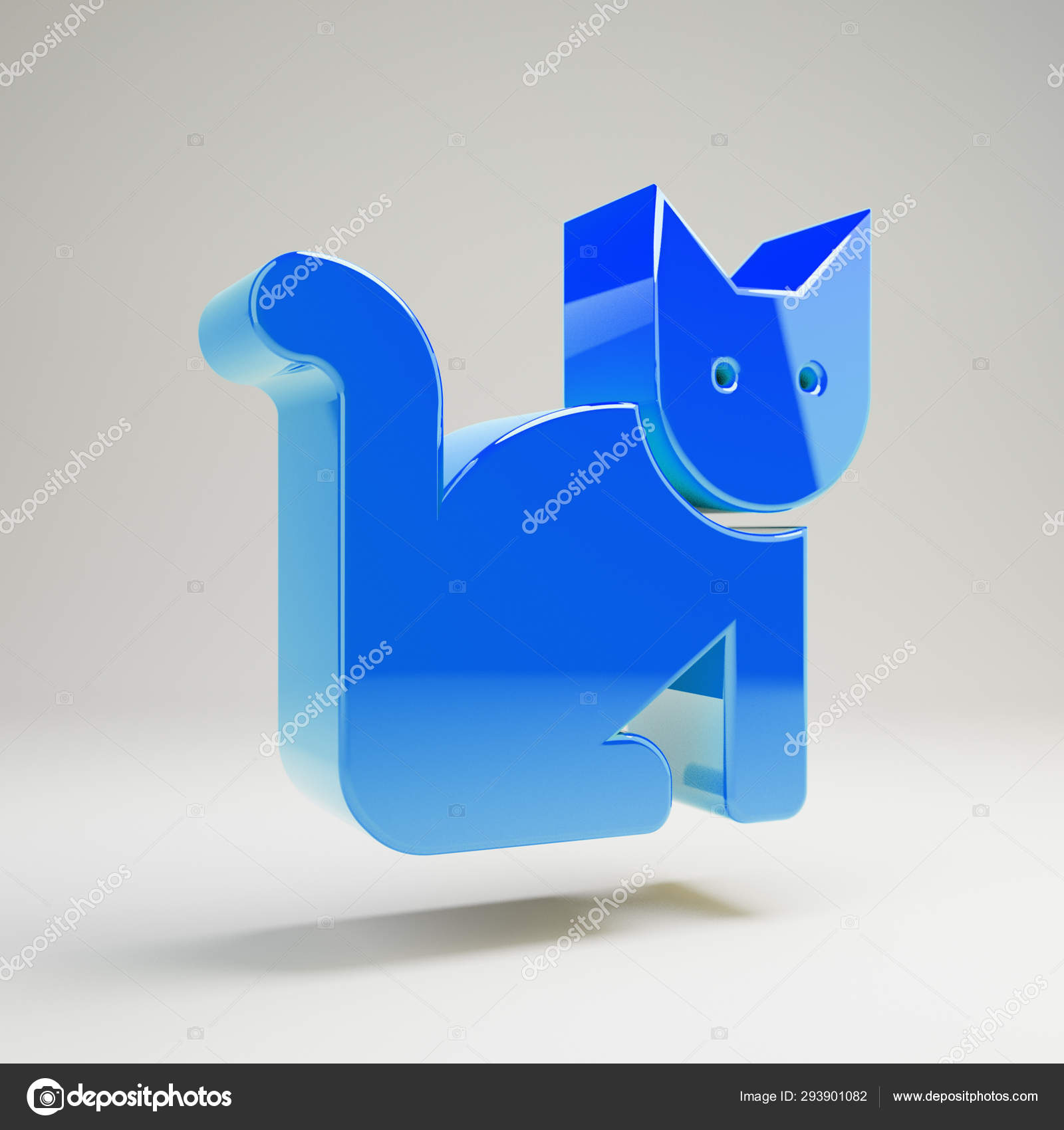 Volumetric glossy blue Cat icon isolated on white background. — Stock ...