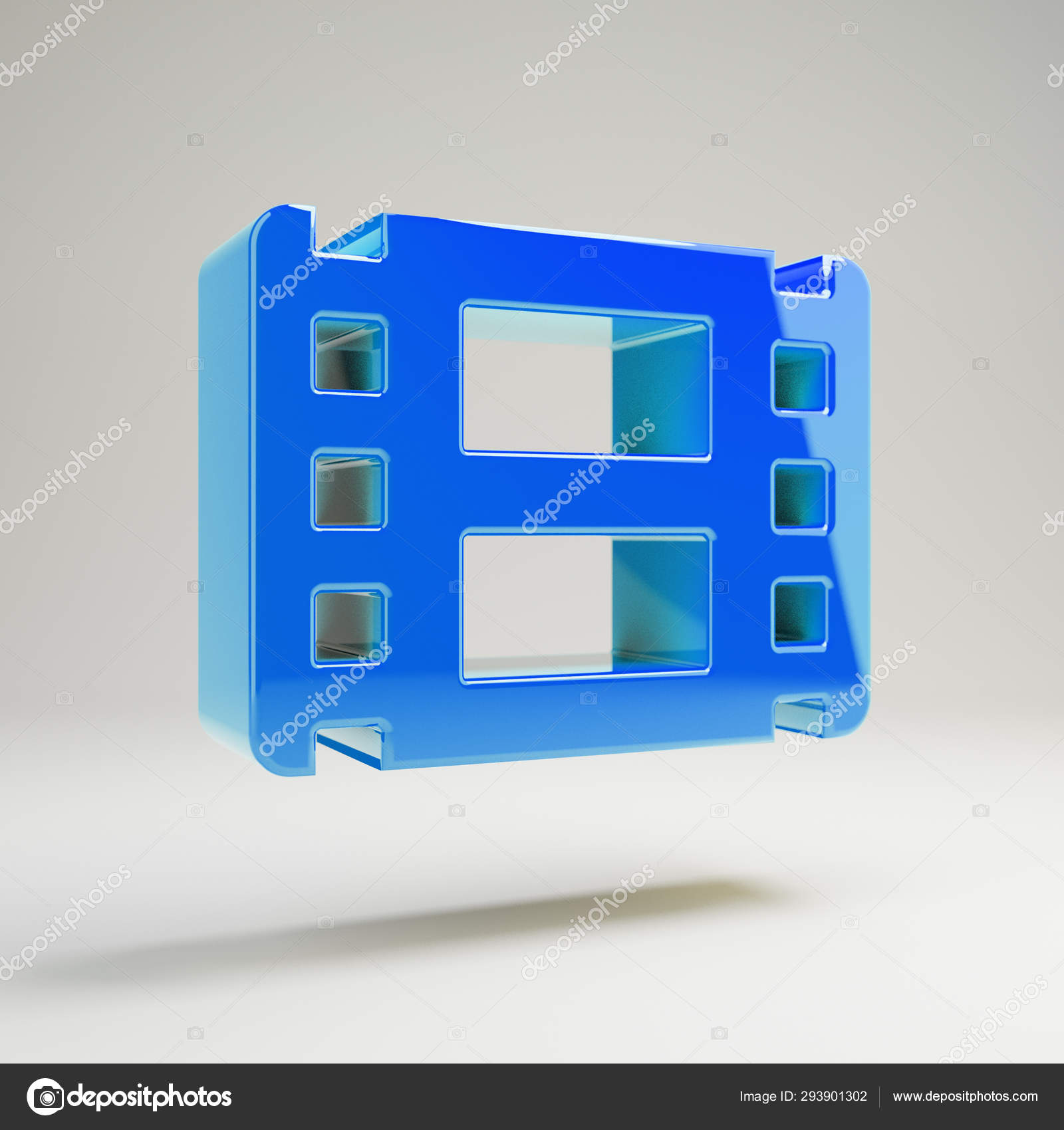 Volumetric glossy blue Film icon isolated on white background. — Stock ...