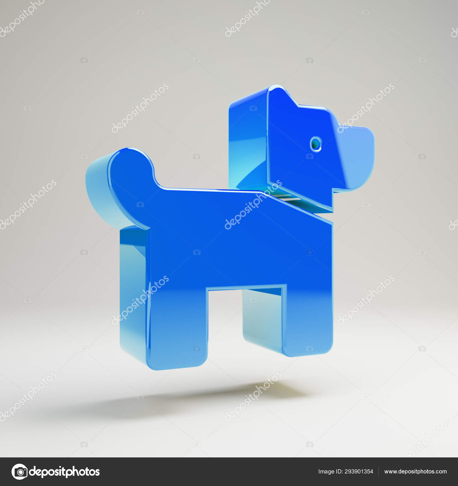 Volumetric glossy blue Dog icon isolated on white background. — Stock ...