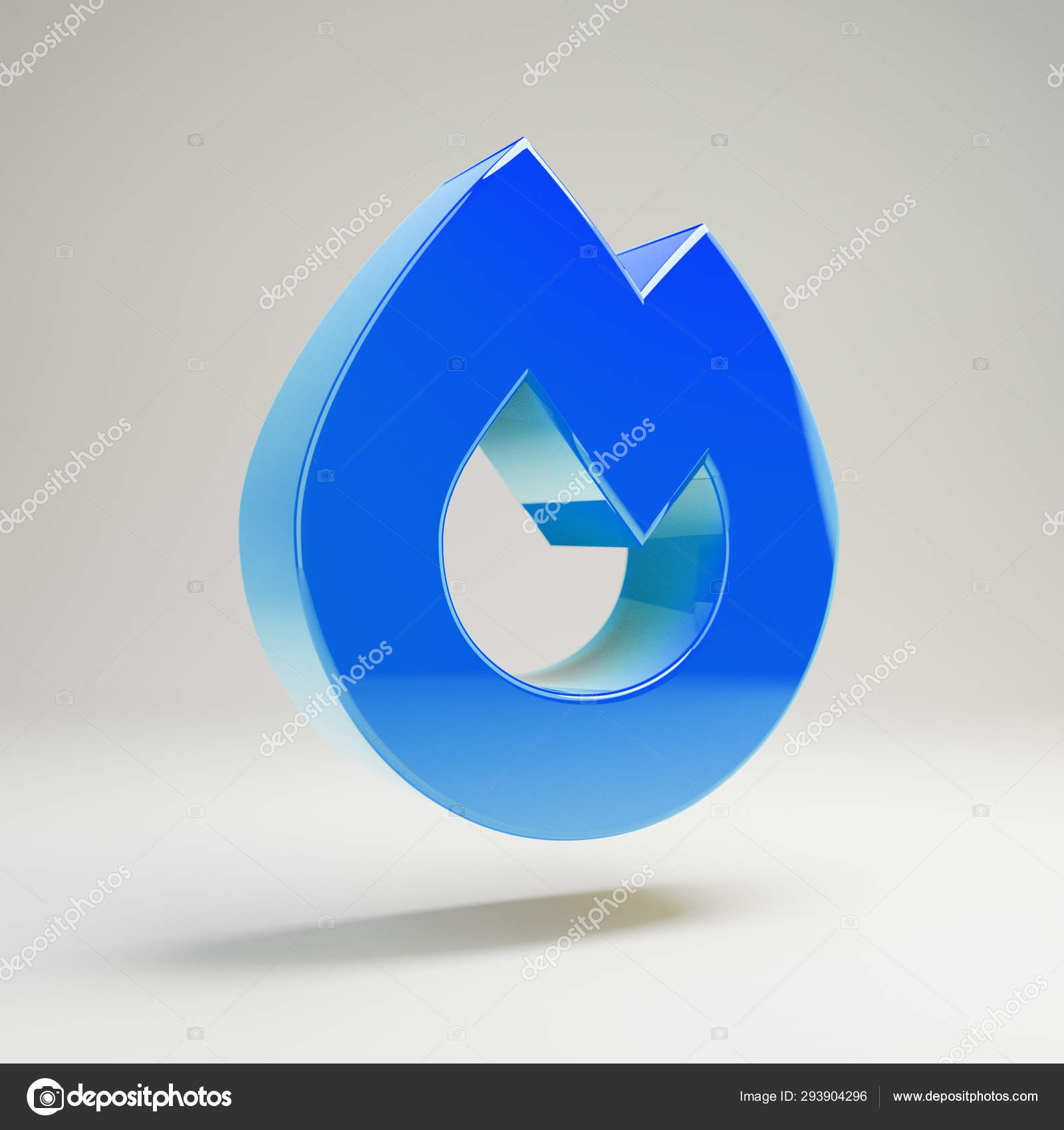 Volumetric glossy blue Fire icon isolated on white background. — Stock ...