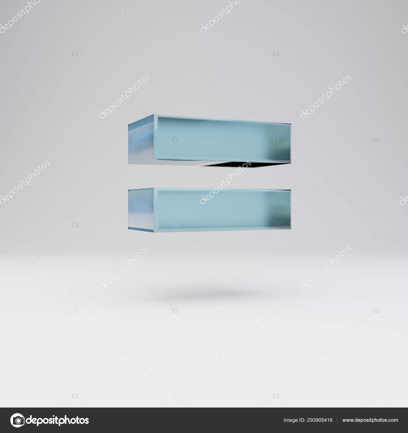 Ice 3d equals symbol. Transparent ice font with glossy reflections and ...