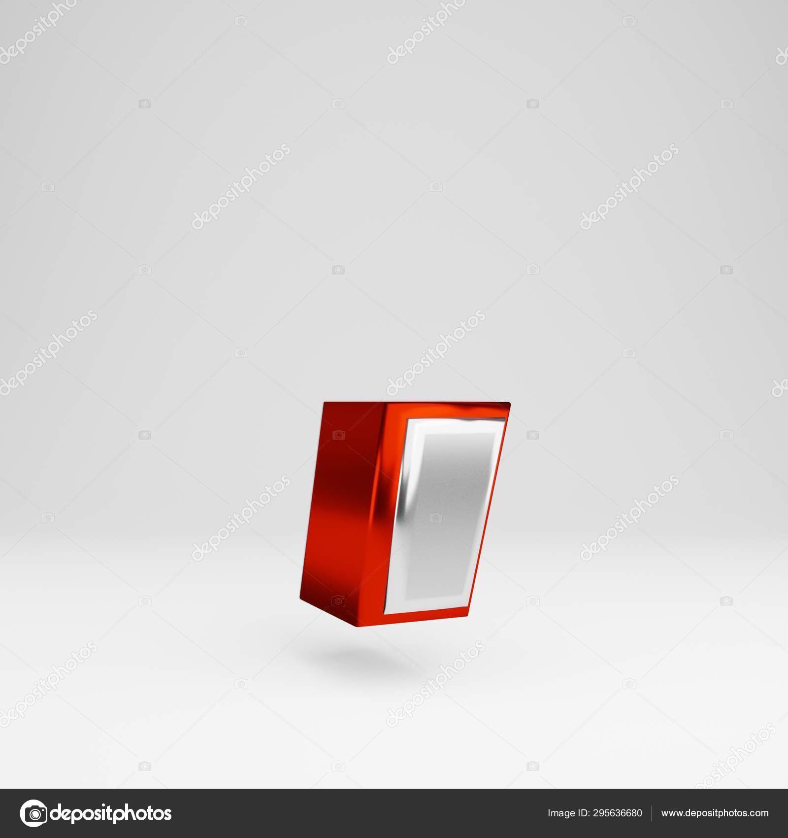 Metal 3d coma symbol. Metallic red and white font isolated on white ...