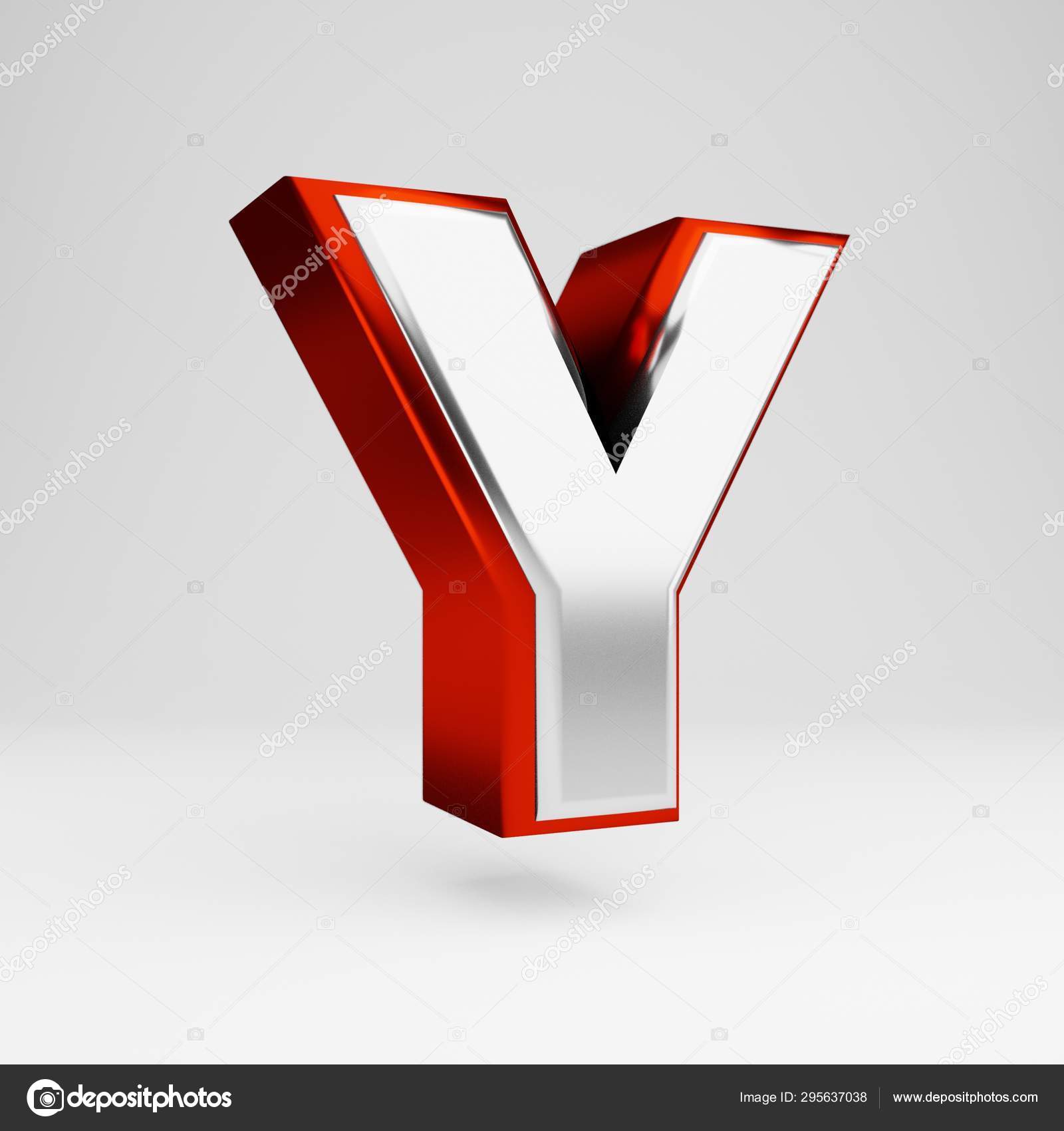 Metal 3d letter Y uppercase. Metallic red and white font isolated on ...