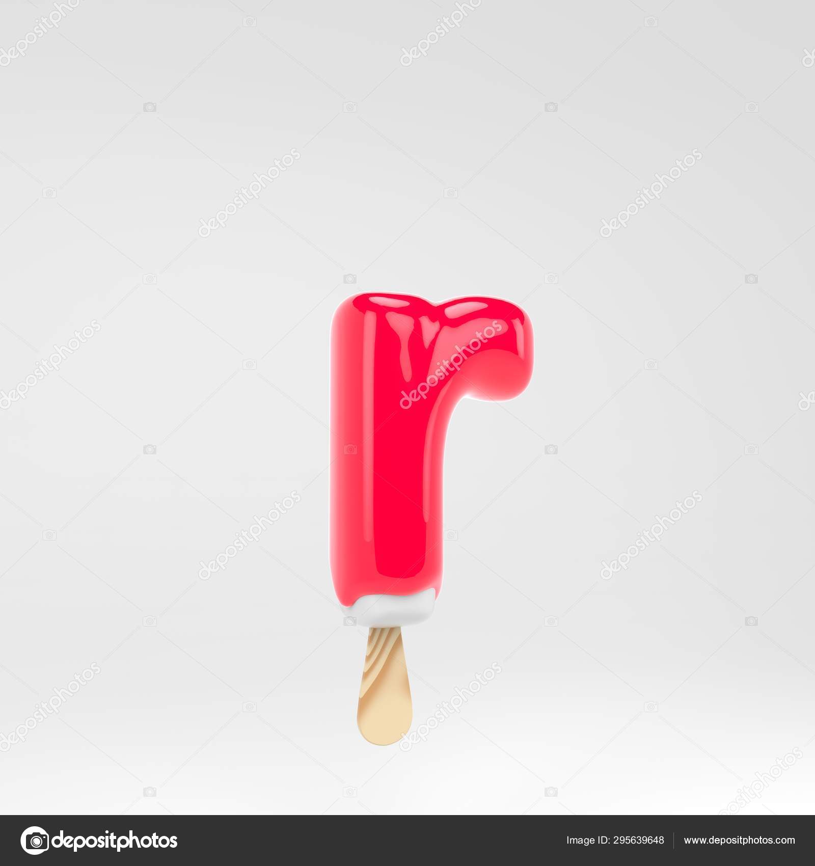 Ice cream letter R lowercase. Pink popsicle alphabet. 3d rendered ...