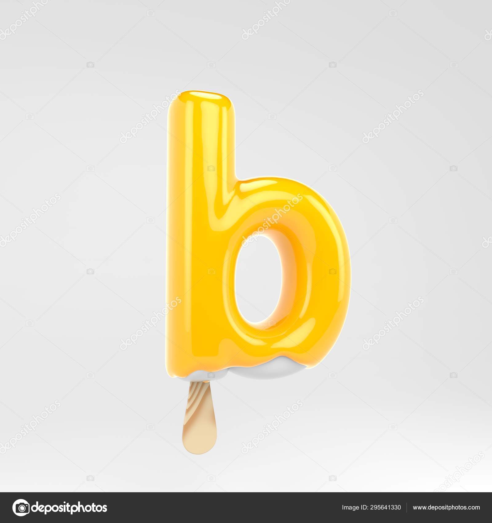 Ice cream letter B lowercase. Yellow popsicle alphabet. 3d rendered ...