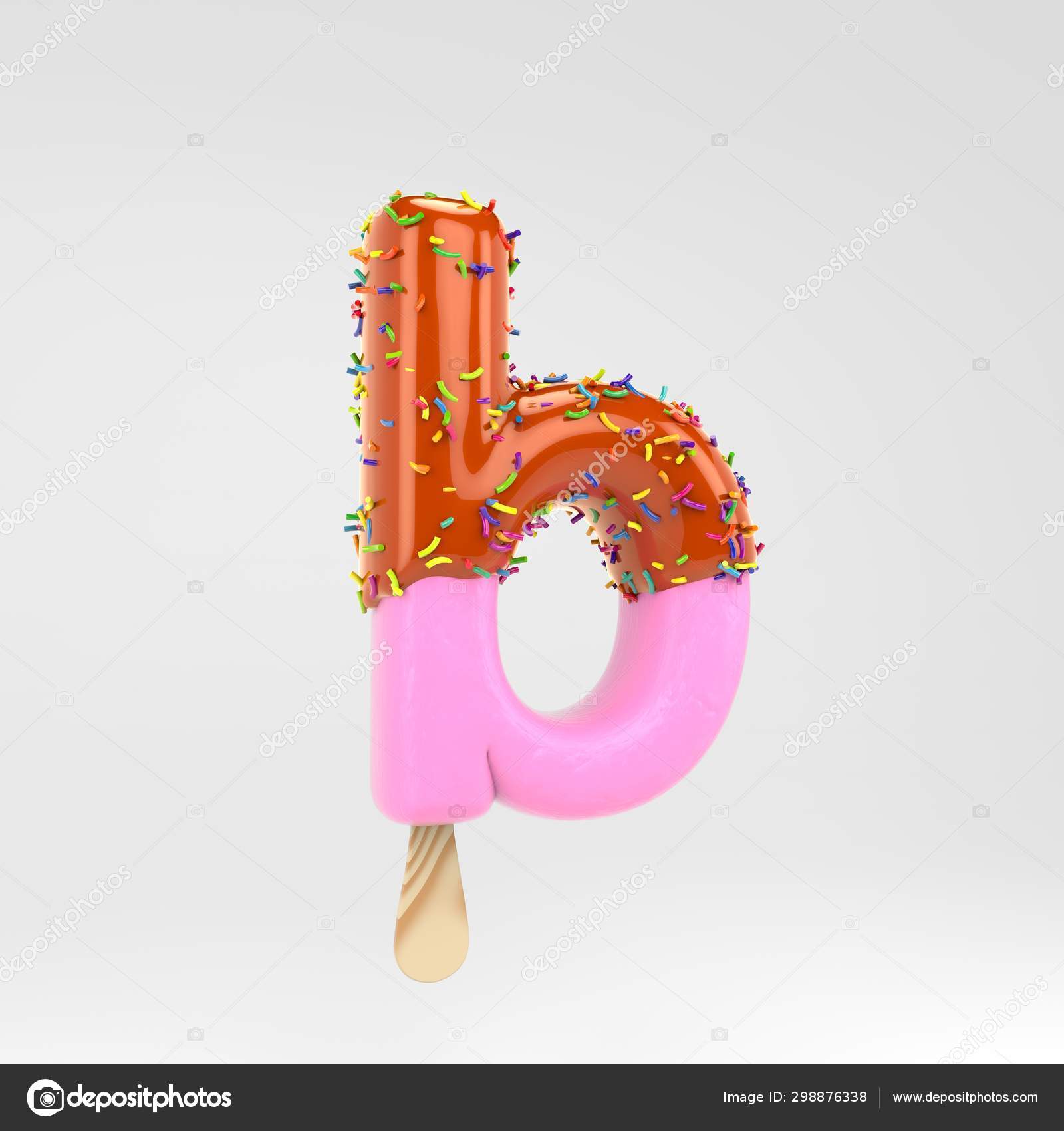 Ice cream letter B lowercase. Pink fruit popsicle font with caramel and ...