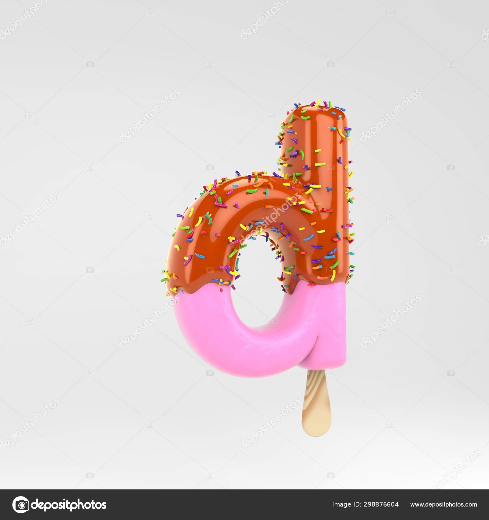 Ice cream letter D lowercase. Pink fruit popsicle font with caramel and ...