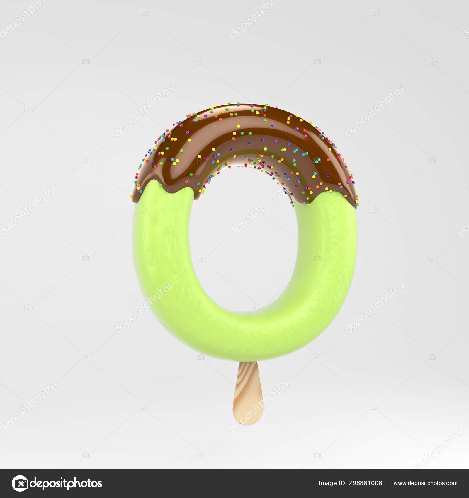Ice cream letter O uppercase. Pistachio popsicle font with hot ...