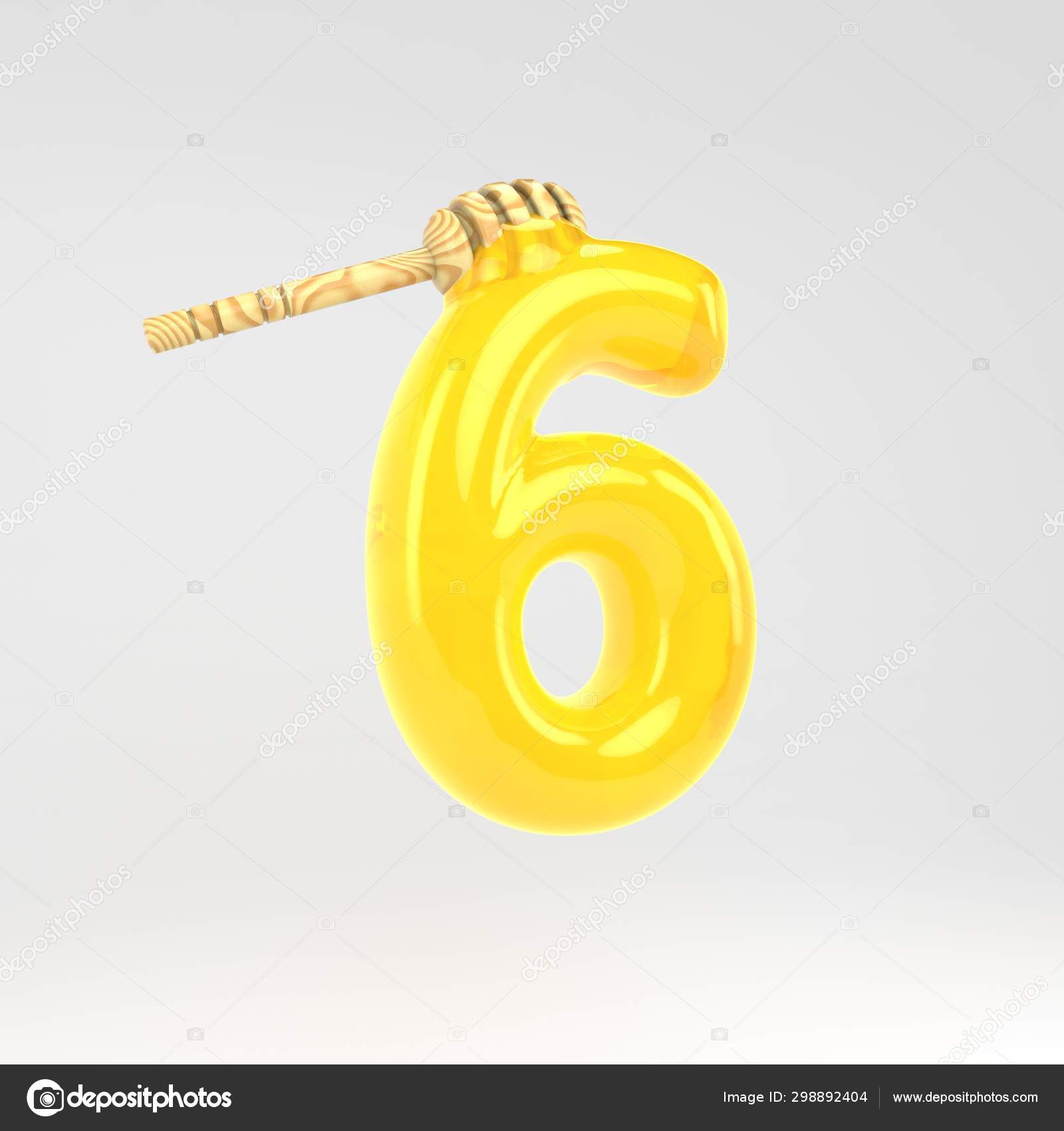 Number 6. Honey font with dipper isolated on white background. Stock ...
