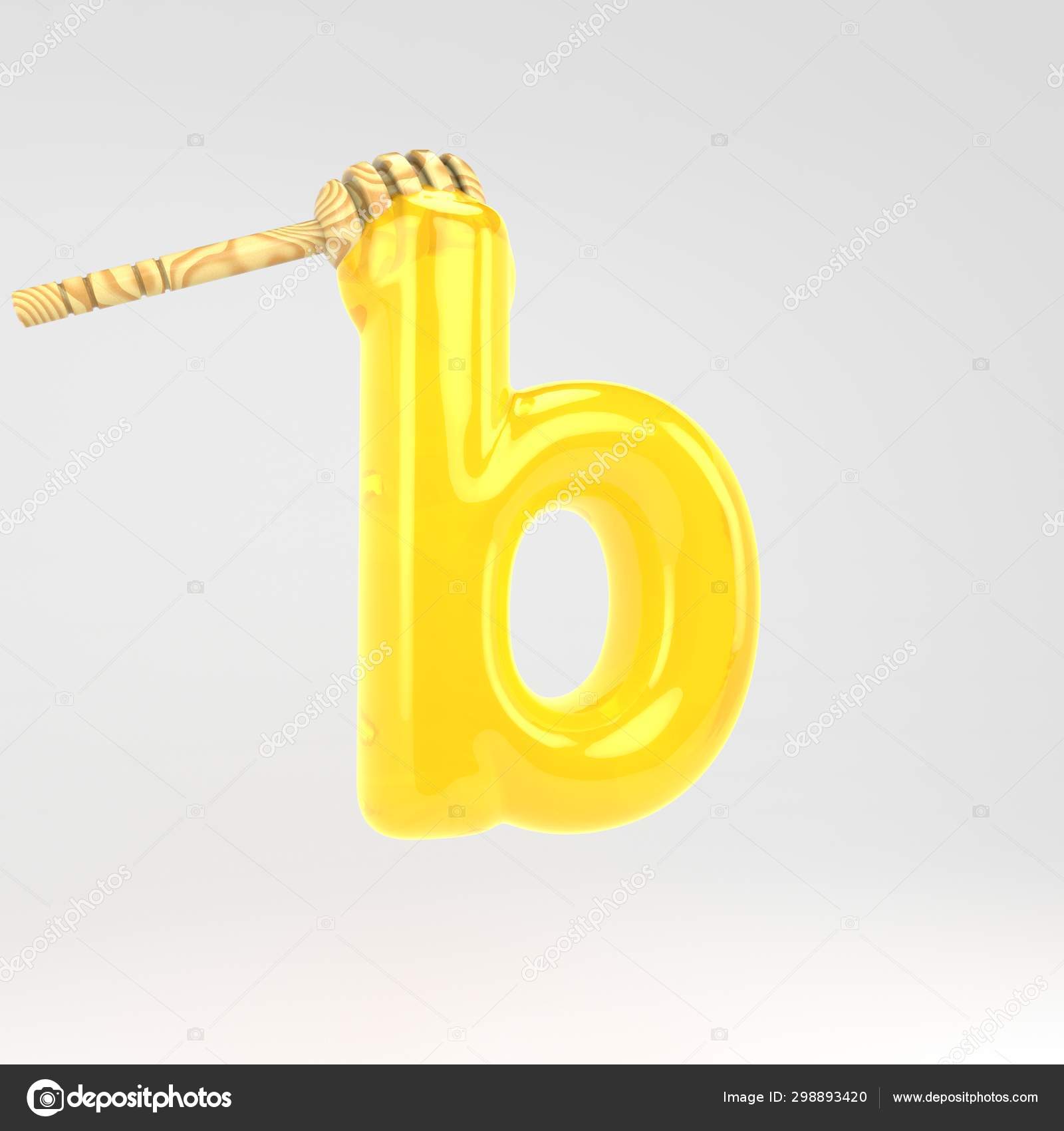 Letter B lowercase. Honey font with dipper isolated on white background ...