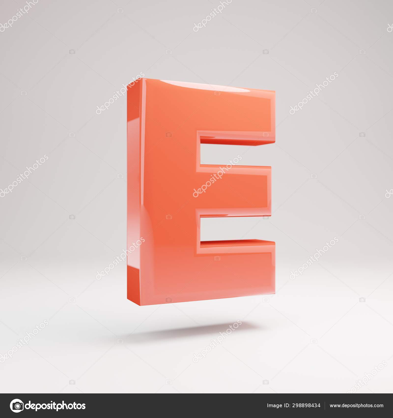 Letra E mayúscula. Fuente Living Coral con reflejos brillantes y sombra ...