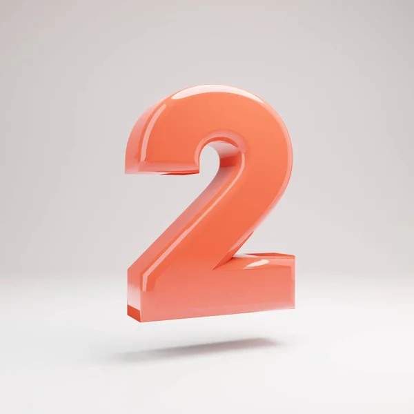 Holographic 3d number 2. Glossy font with multicolor reflections and ...