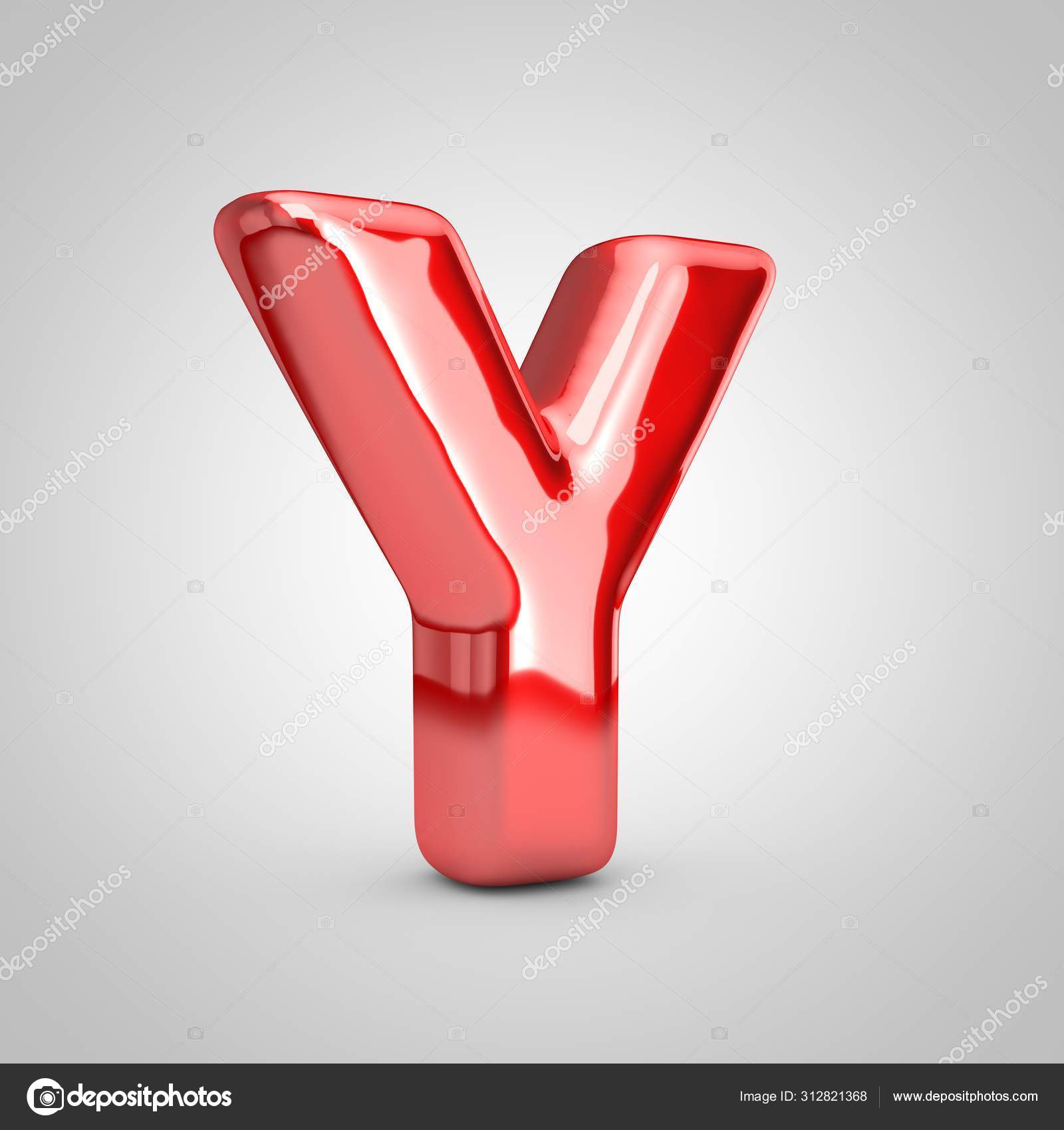 Balão Metálico Vermelho Letra Maiúscula Isolada Sobre Fundo Branco ...