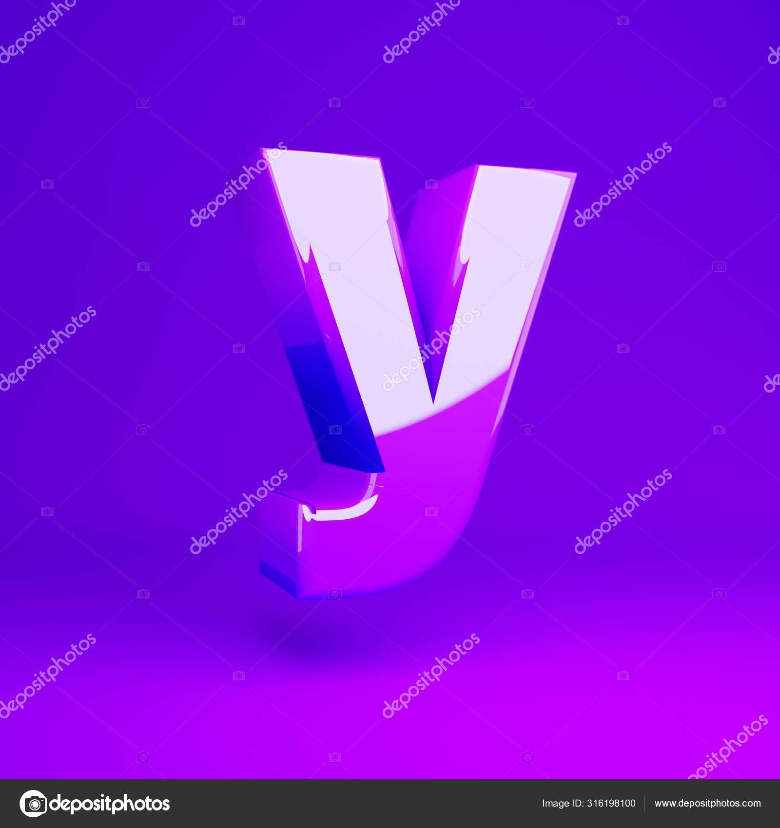 Glossy violet letter Y lowercase violet matte background — Stock Photo ...