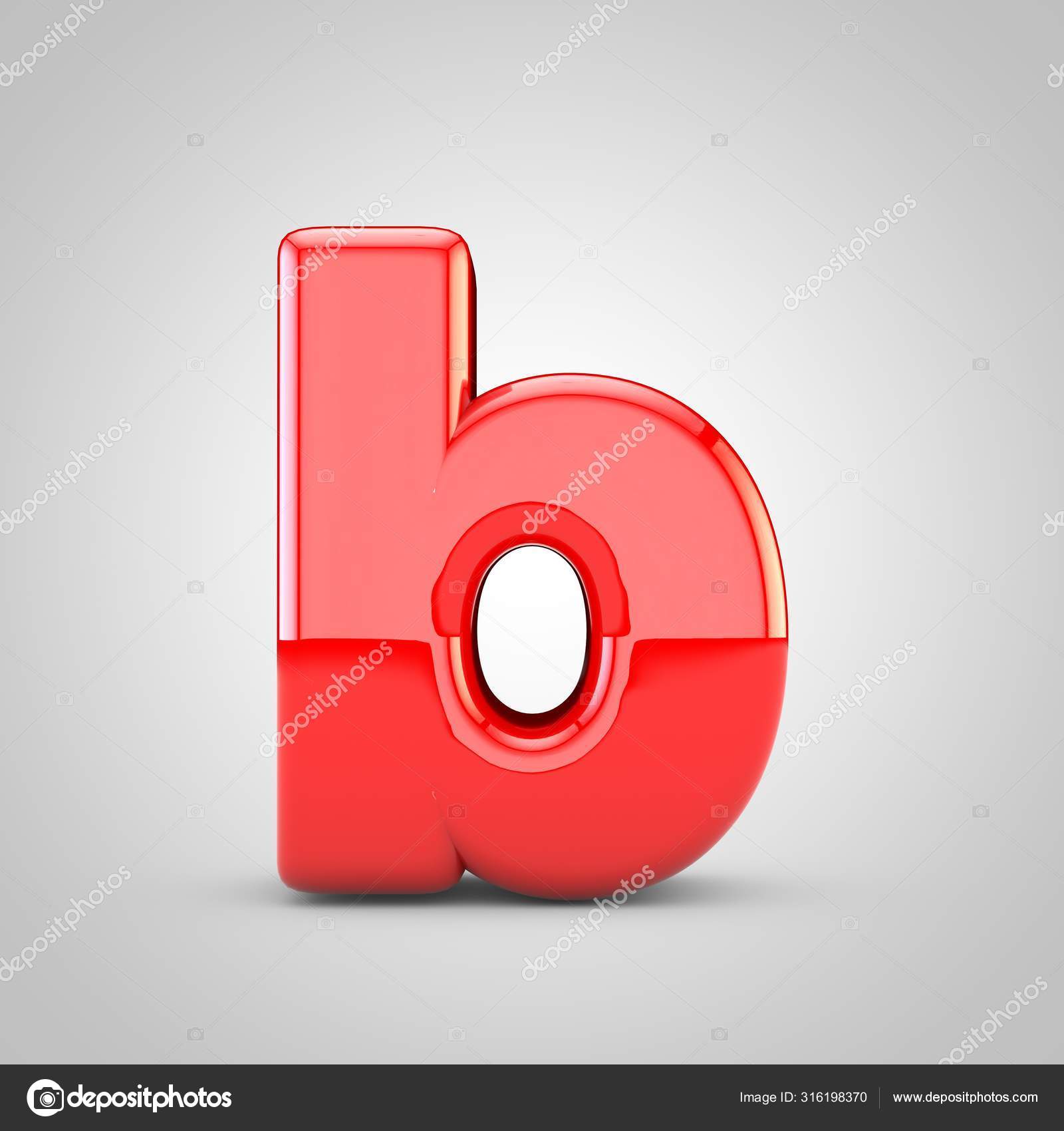 3D Letra roja B minúscula aislado fondo blanco: fotografía de stock ...