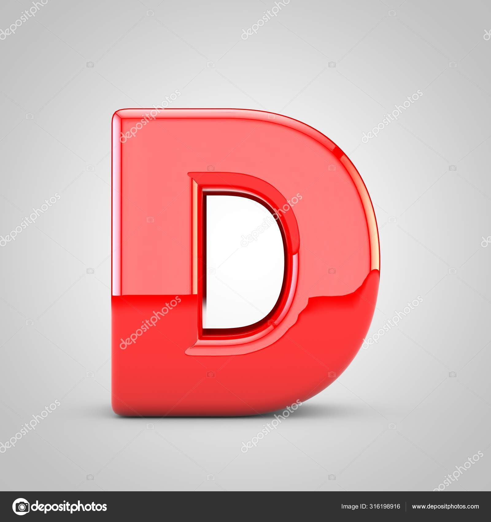 3D Red Letter D uppercase Isolated White Background — Stock Photo ...