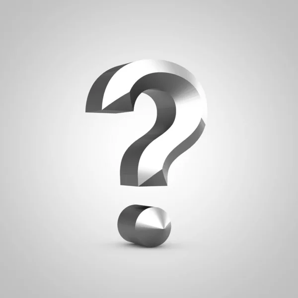 Chrome question mark symbol. 3D render shiny metal font isolated on ...