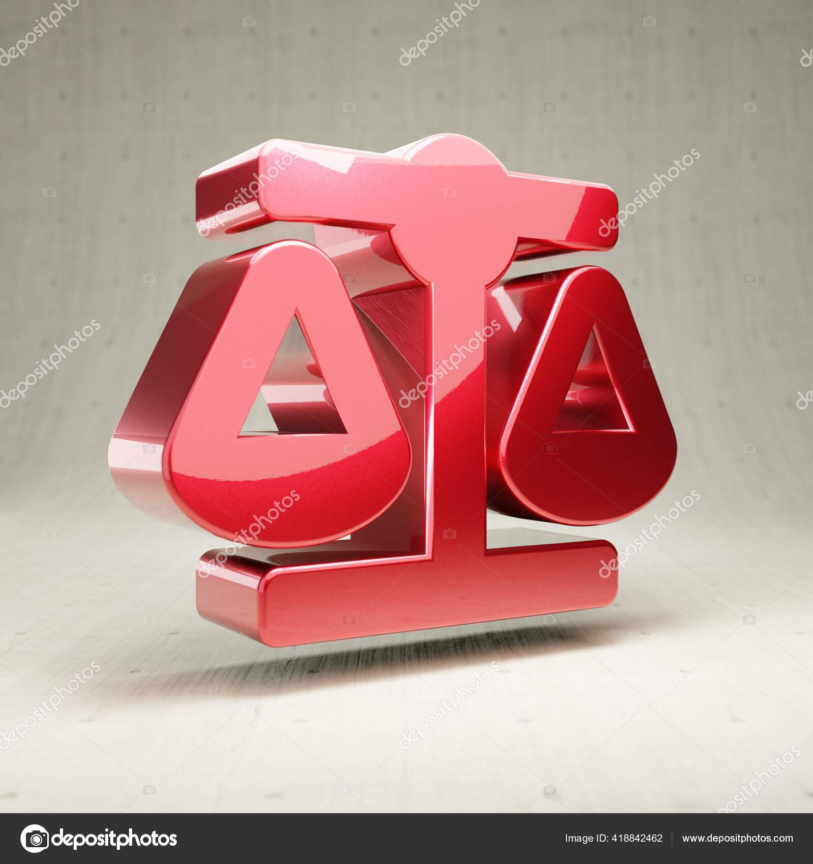 Balance Scale icon. Red glossy metallic Balance Scale symbol isolated ...