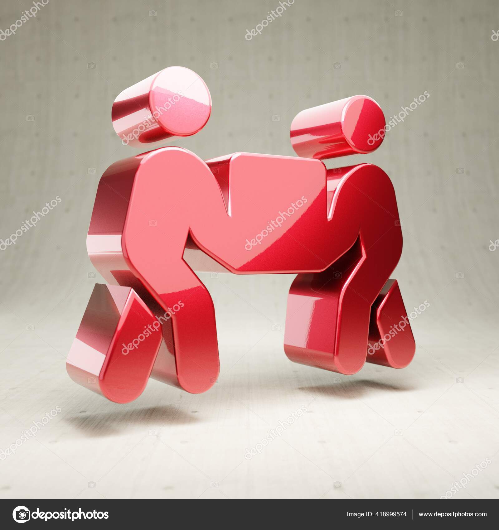 People Carry icon. Red glossy metallic People Carry symbol isolated on ...