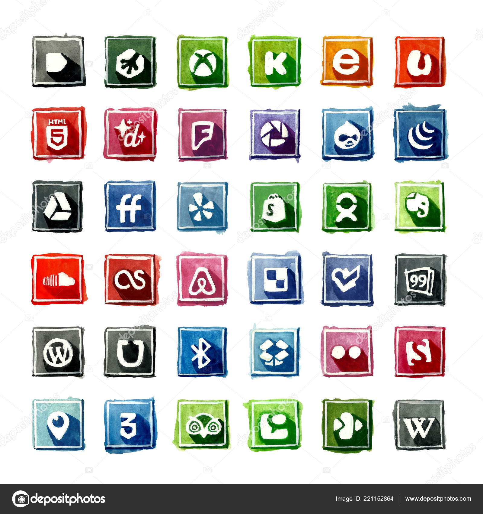 Watercolor Social Media Icons