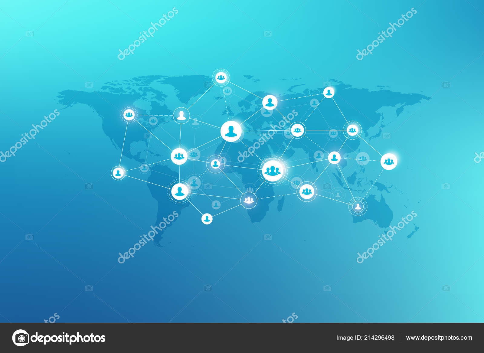 Social media network and marketing concept on World Map background ...