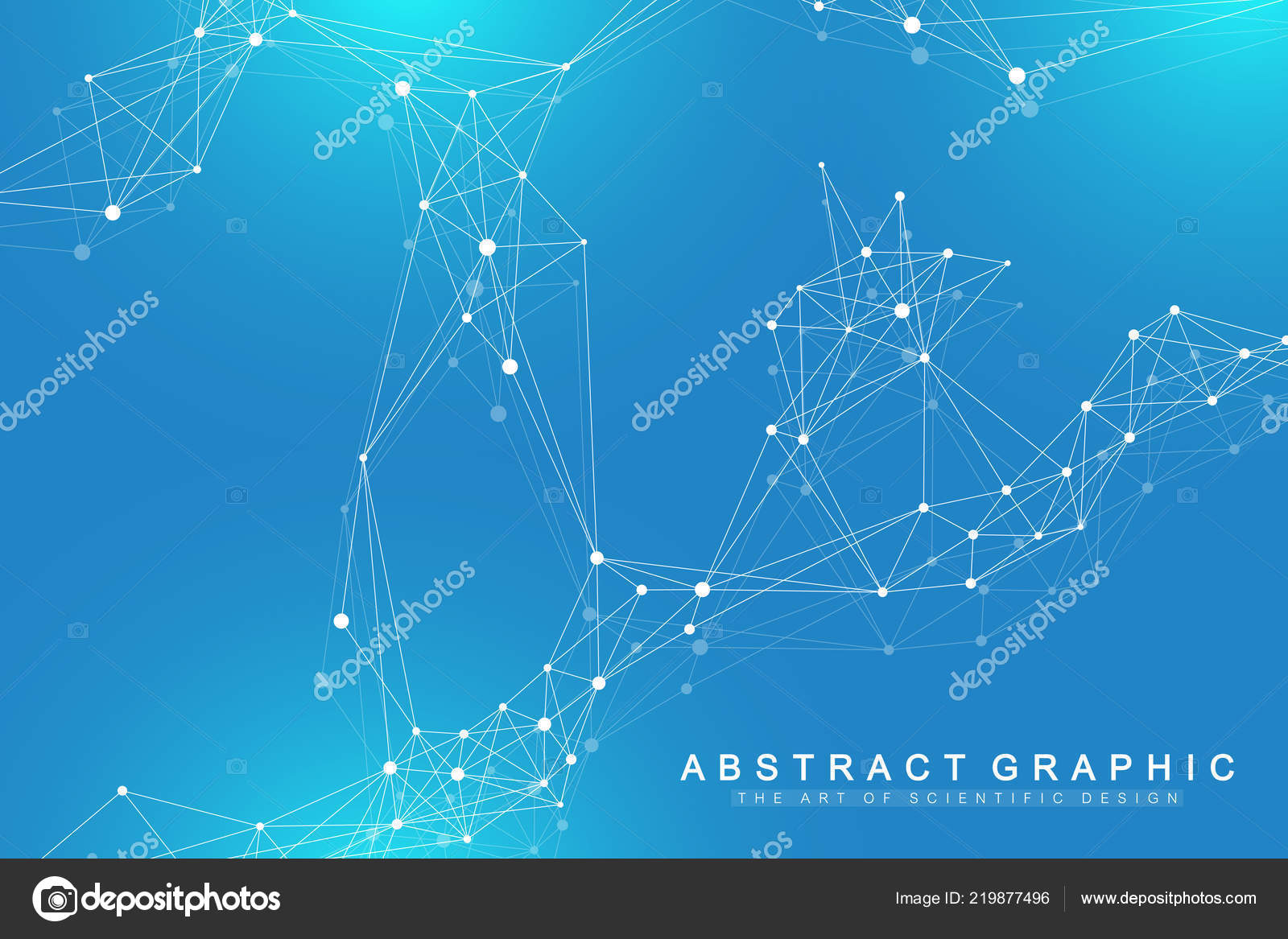 Technology abstract background with connected line and dots. Big data visualization. Perspective ...