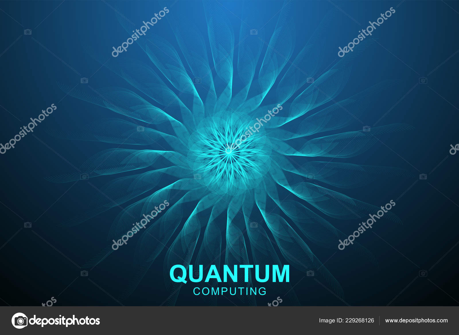 Quantum computer technology concept. Deep learning artificial intelligence. Big data algorithms ...