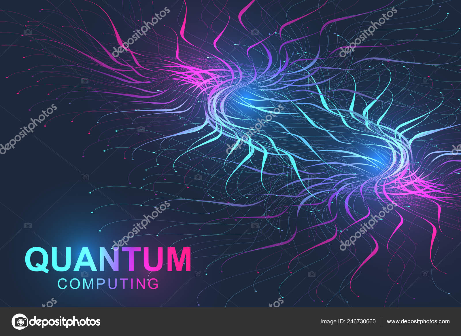 Quantum computer technology concept. Deep learning artificial intelligence. Big data algorithms ...