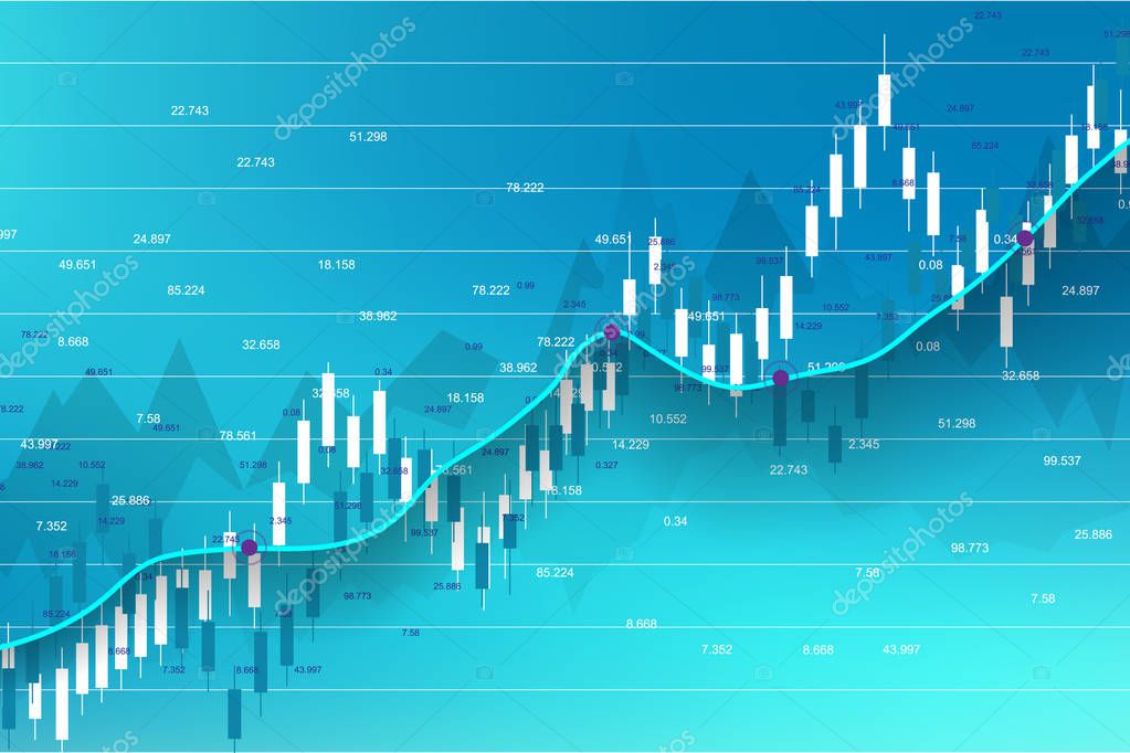 Bolsa y bolsa. Gráfico de barra de vela de negocios gráfico de trading ...