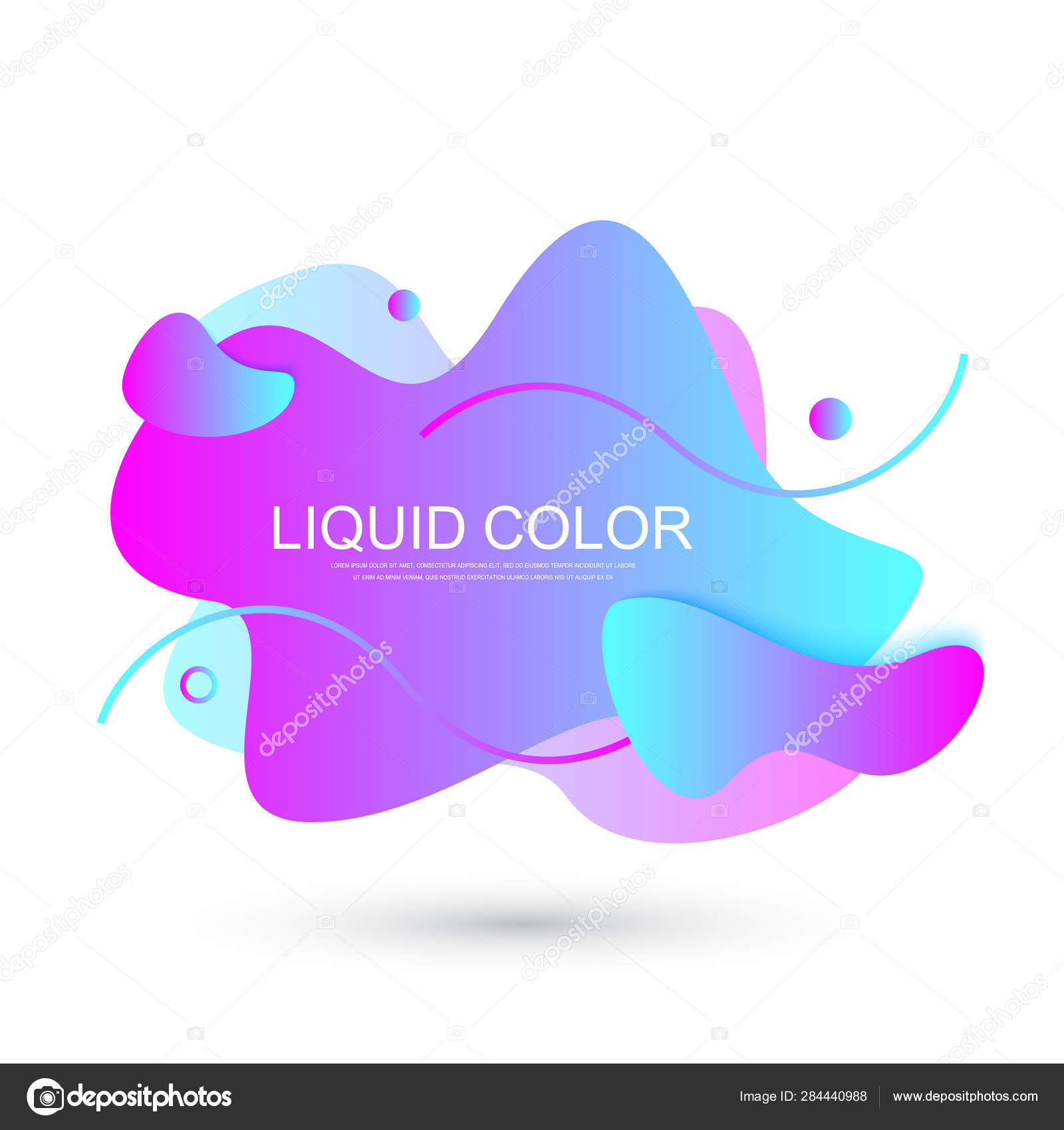 Modern graphic design elements in shape of fluid blobs with geometric lines. Gradient blue and ...