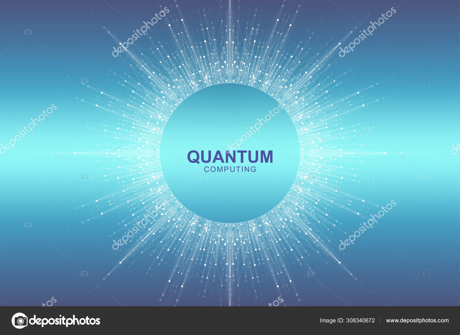 Image vectorielle Concept de technologie informatique quantique circulaire. Fond de l'explosion ...